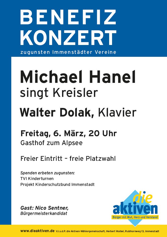 Herzliche Einladung zum Benefizkonzert mit Michael Hanel am Freitag, 6 ...